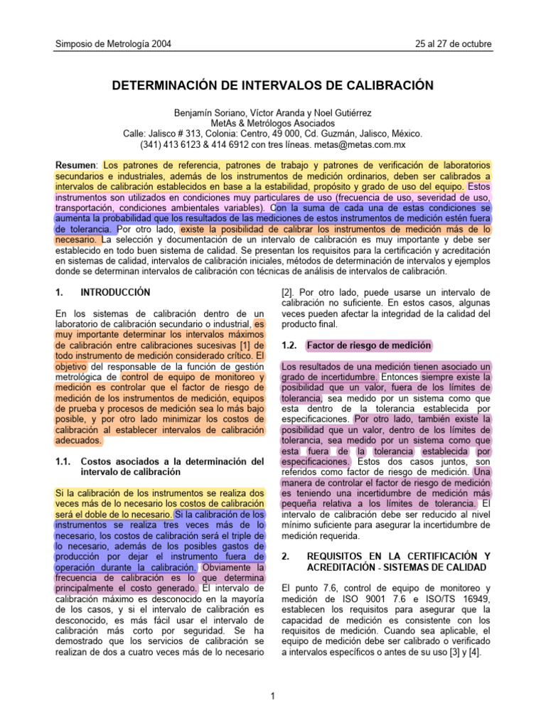 Determinación de Intervalos de Calibración Cenam | PDF