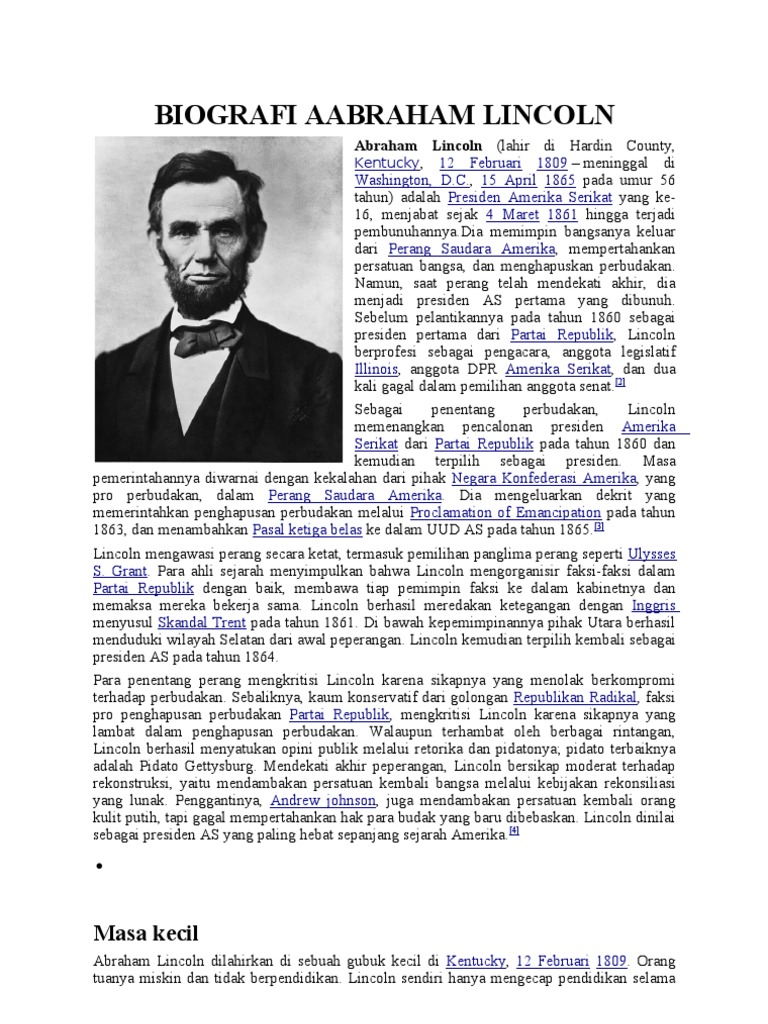 Biografi Abraham Lincoln | PDF
