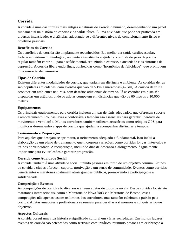 SCRI Corrida Resumo | PDF