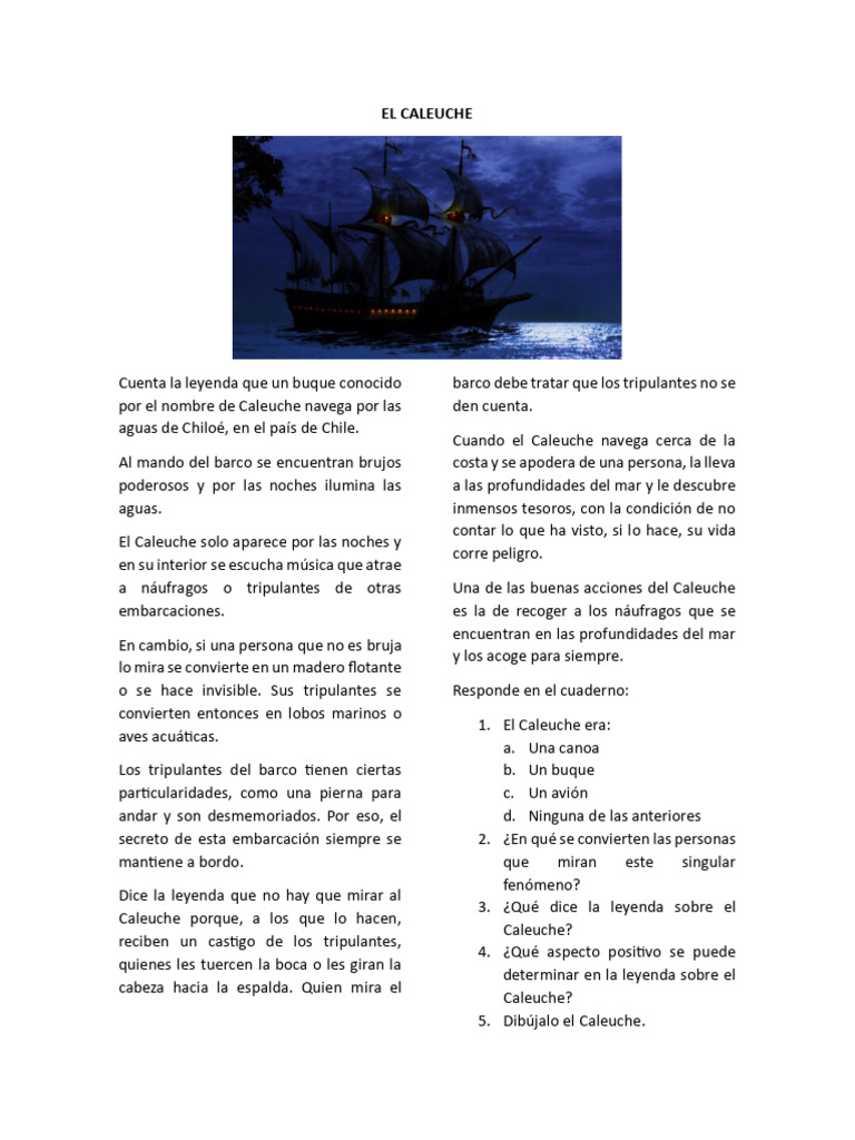 Leyenda del Caleuche en Chiloé | PDF | Buques | Envío