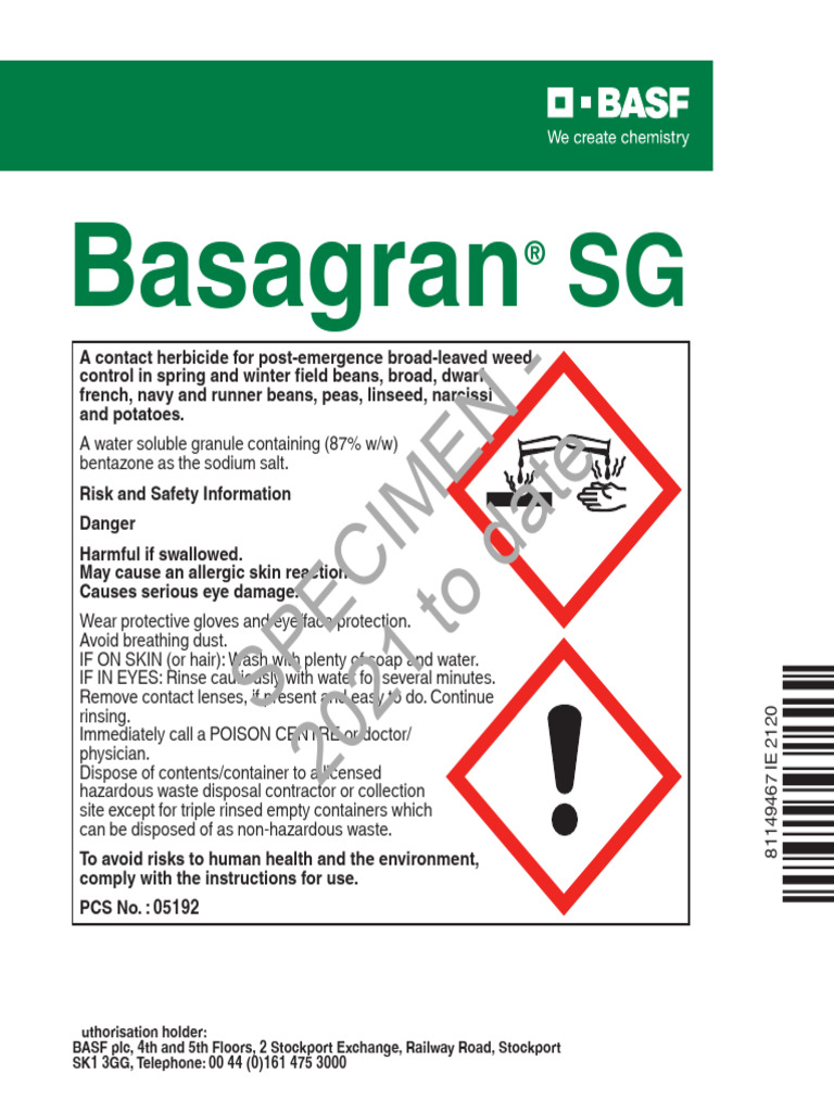 Basagran SG - 2021 To Date | PDF