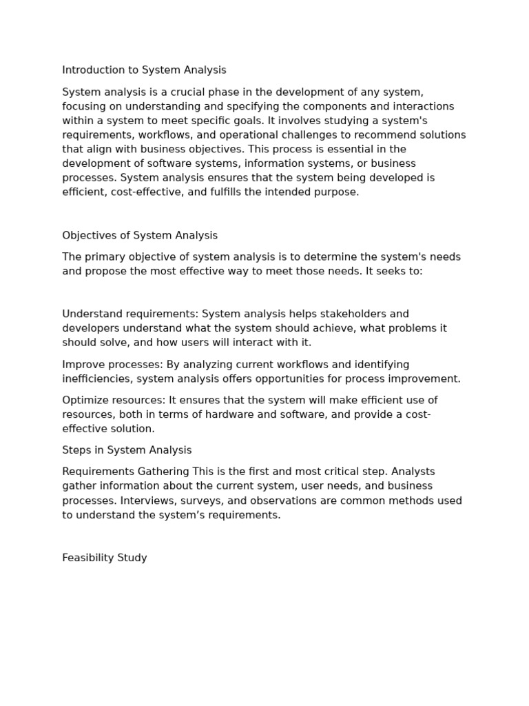 Introduction To System Analysis | PDF