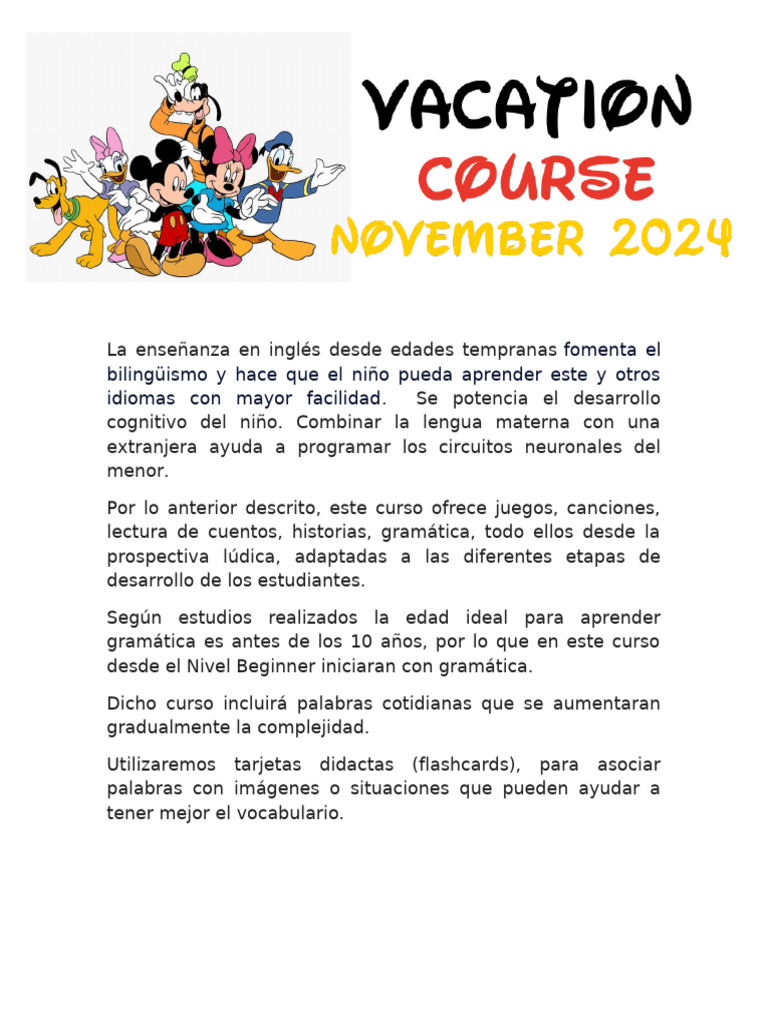Vacation Course 2024 | PDF