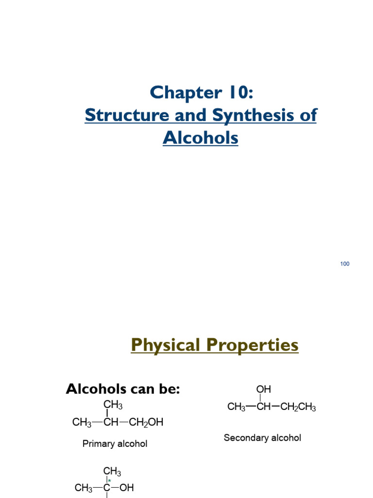 Chapter 10 Structure and Synthesis of Alcohols | PDF