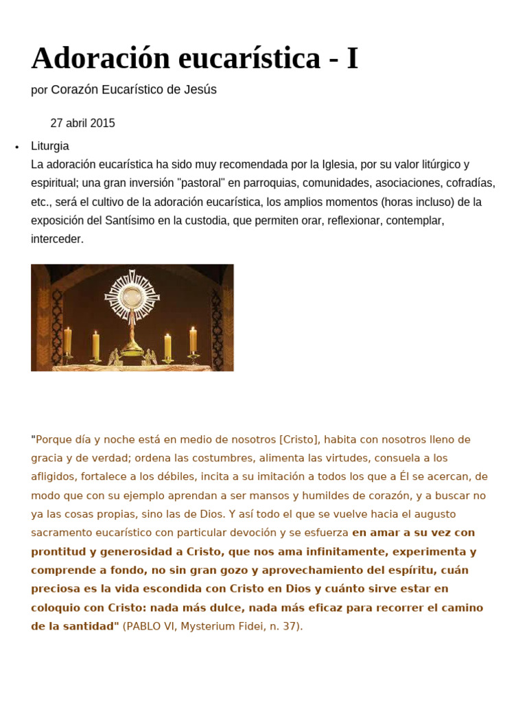 Adoración eucarística | PDF