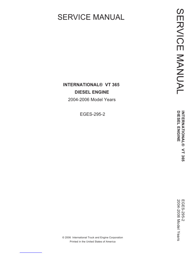 International VT365 6.0 Servicemanual 2004-2006 | PDF
