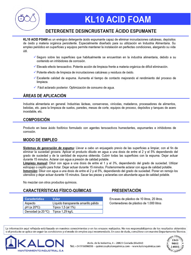 KL10 ACID FOAM FT | PDF