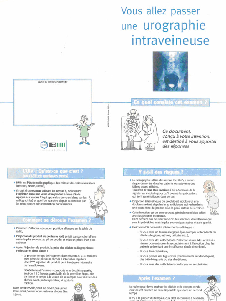 Urographie Intraveineuse Explication Patient | PDF