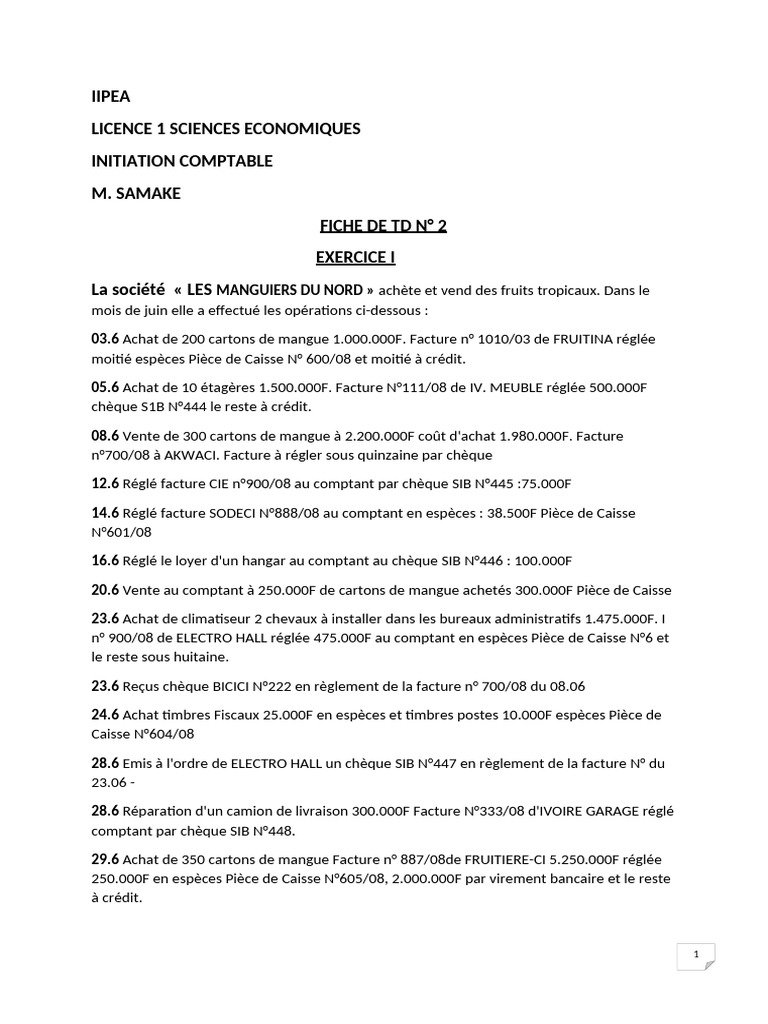 FICHE DE TD N°2 LICENCE 1 SEG (1) | PDF FICHE DE TD N°2 LICENCE 1 SEG (1) | PDF