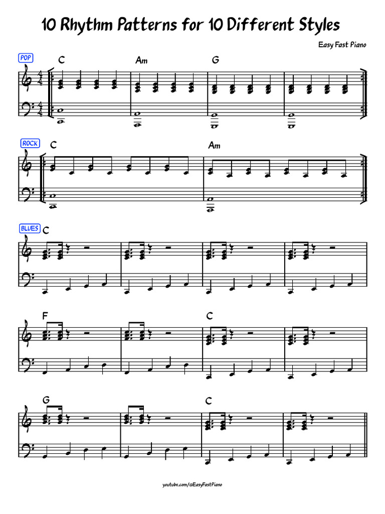 10 Rhythm Patterns For 10 Different Styles | PDF