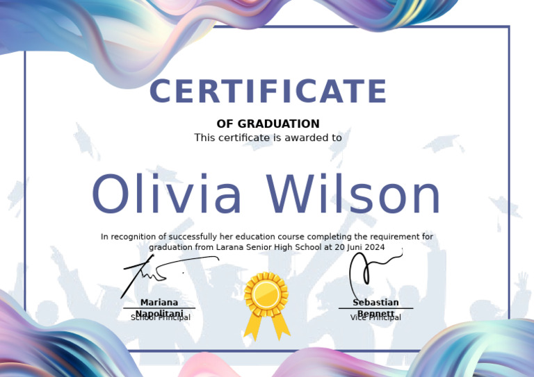 White Blue Modern Minimalist Graduation Senior High School Certificate ...