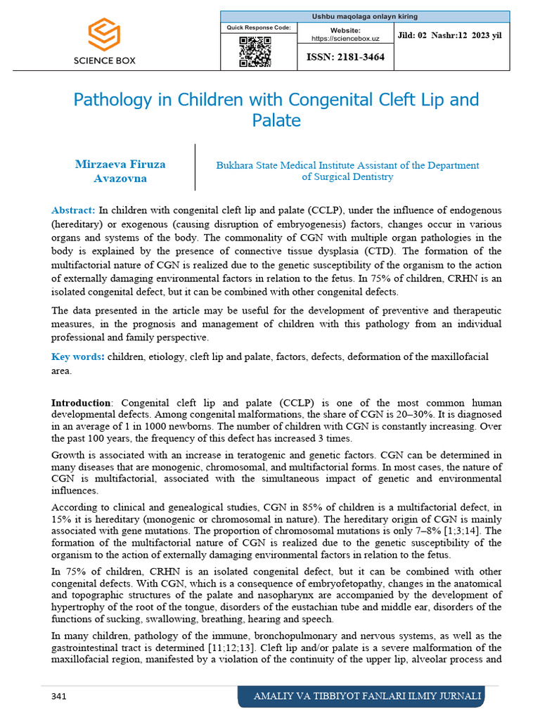 Pathology in Children With Congenital Cleft Lip and Palate: Mirzaeva ...