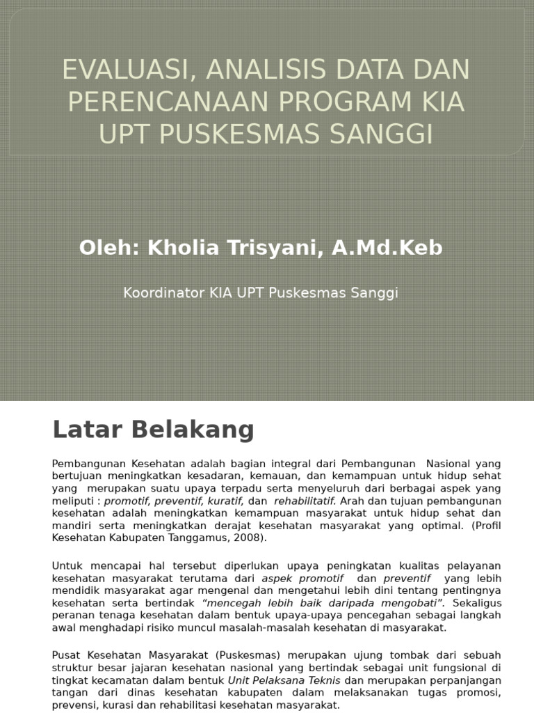 Evaluasi, Analisis Data Dan Perencanaan Program Kia | PDF