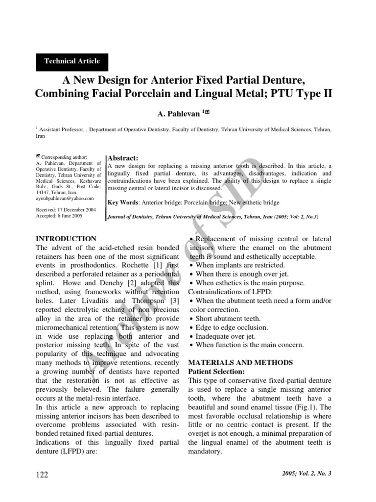 Anterior FPD | Tooth Enamel | Dentures