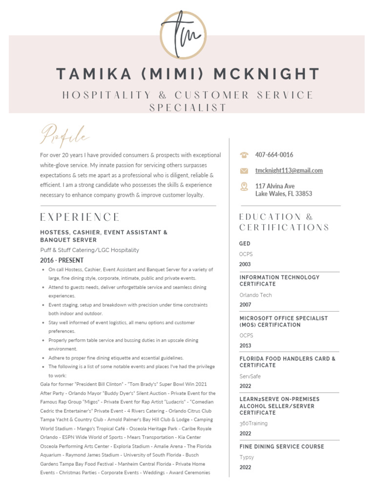 Tamika Mcknight Resume | PDF