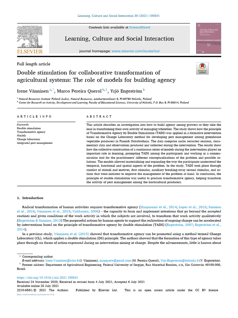 Double Stimulation For Collaborative Transformation - 2021 - Learning Culture | PDF | Learning ...