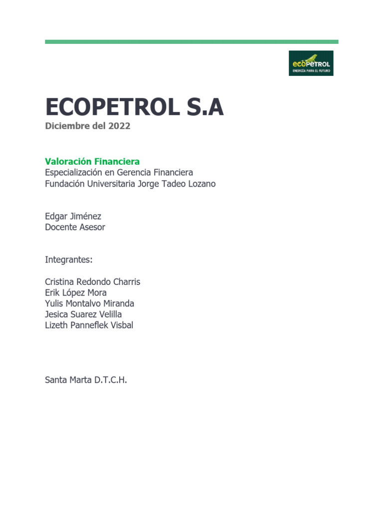Valoración Ecopetrol S.A. 10 de Dic | PDF
