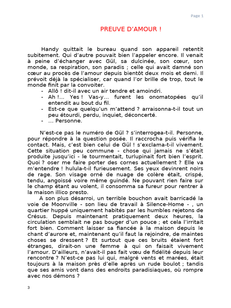 Preuve D'amour Avance 2 | PDF