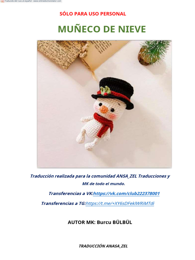 Mini Muñeco de Nieve | PDF