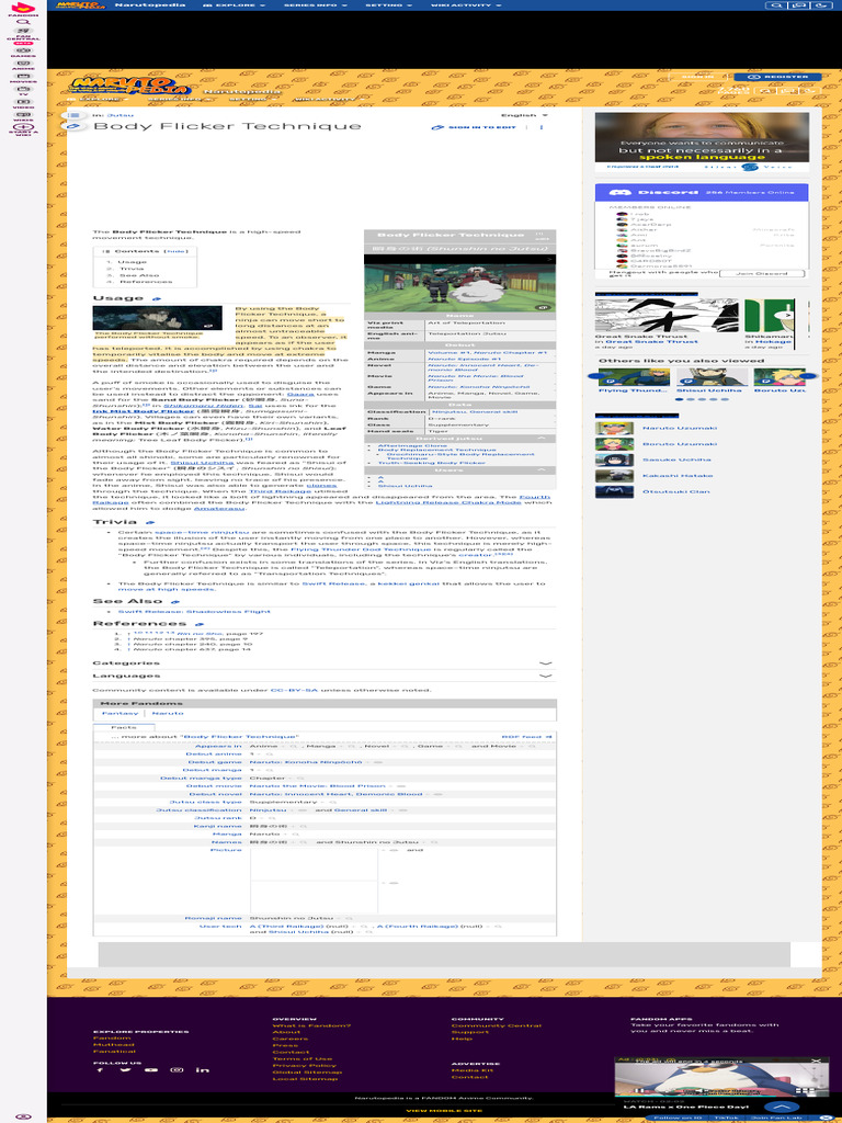 Body Flicker Technique Narutopedia Fandom | PDF