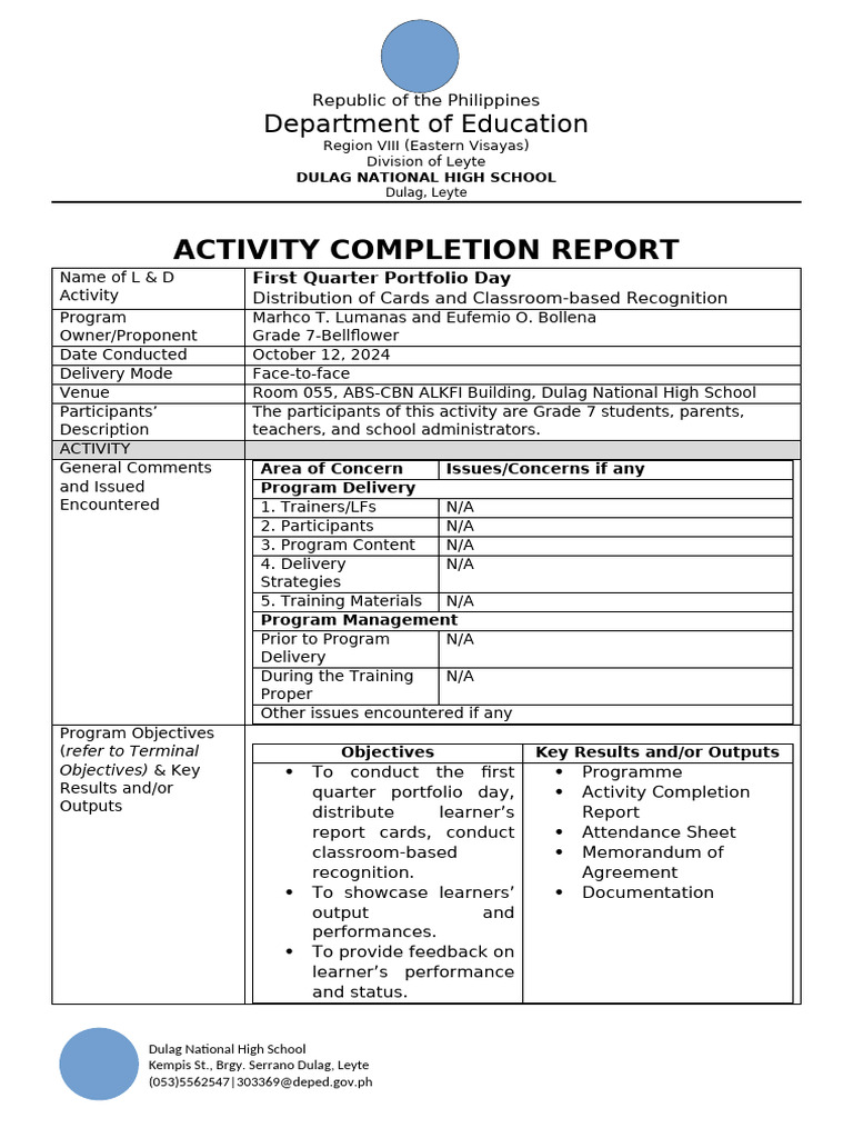 1st Quarter Portfolio Day 2024-2025 | PDF