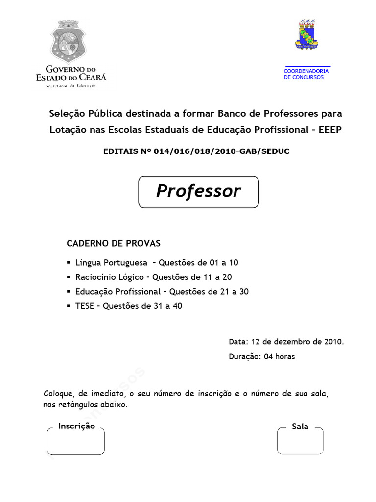Prova Professor 40 Questoes | PDF
