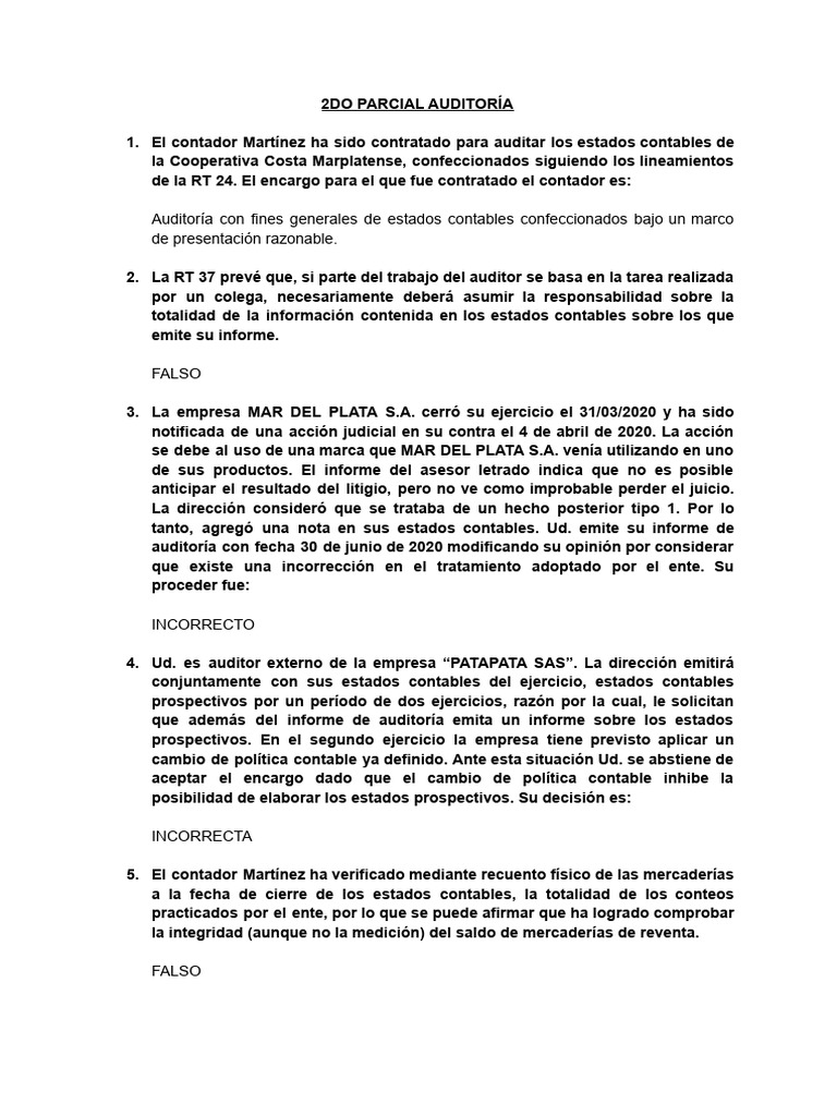 2do Parcial Auditoría | PDF