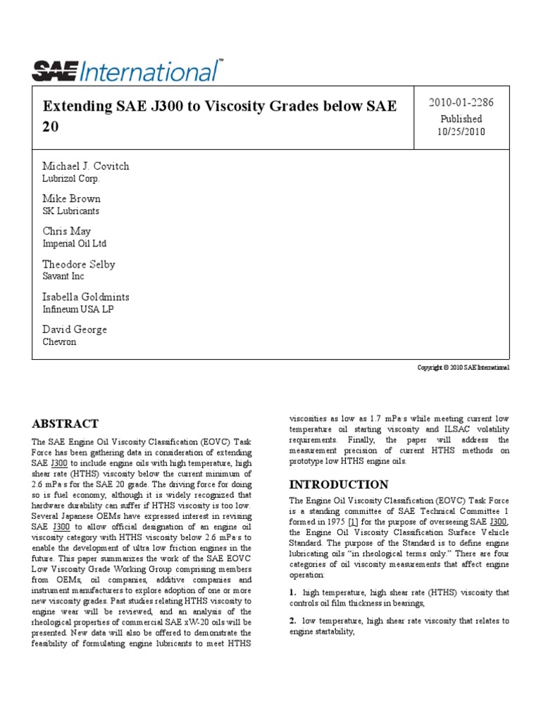 SAE J300 Viscosity Grades Below 20 Grade-SAE Power Trains Fuels and ...