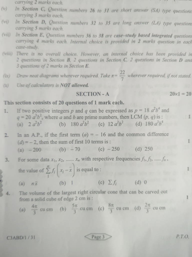 Scanned!, The Maths Board Paper Class 10 | PDF