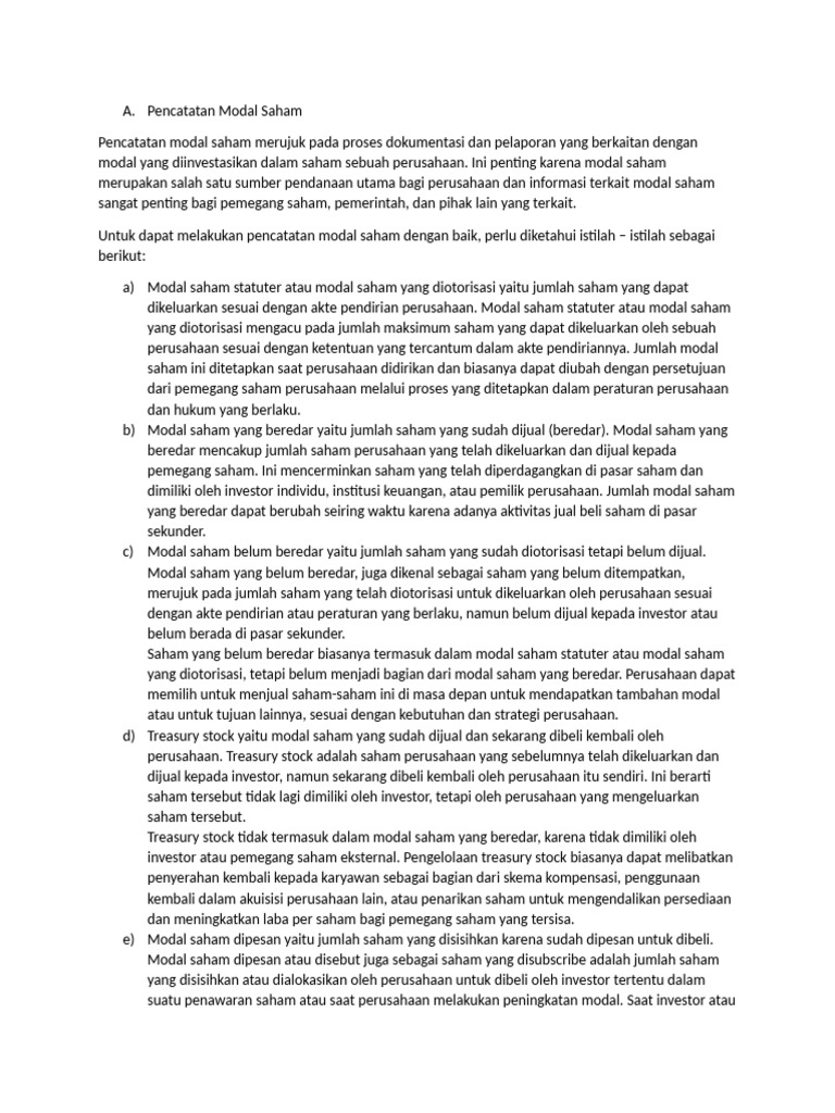 Pencatatan Modal Saham | PDF