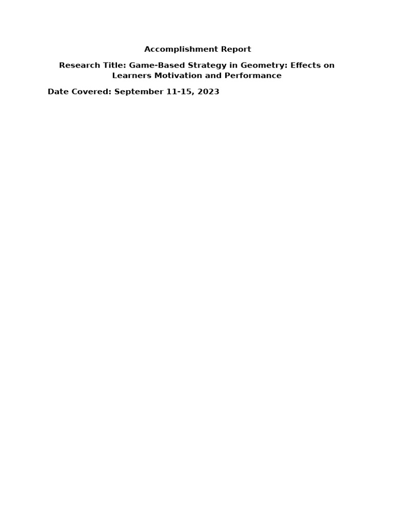 Accomplishment Report Final | PDF