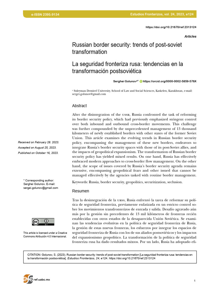 Russian Border Security Trends of Post-Soviet Tran | PDF