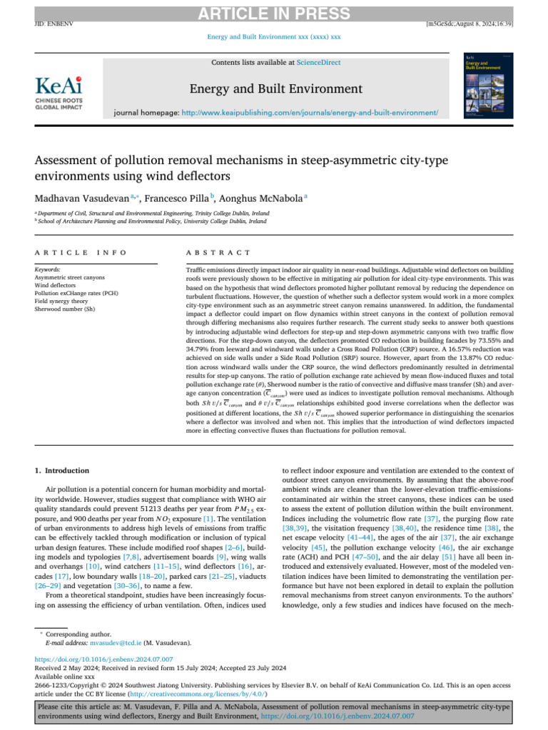 Assessment of Pollution Removal Mechanisms in Steep-Asymmetric City ...