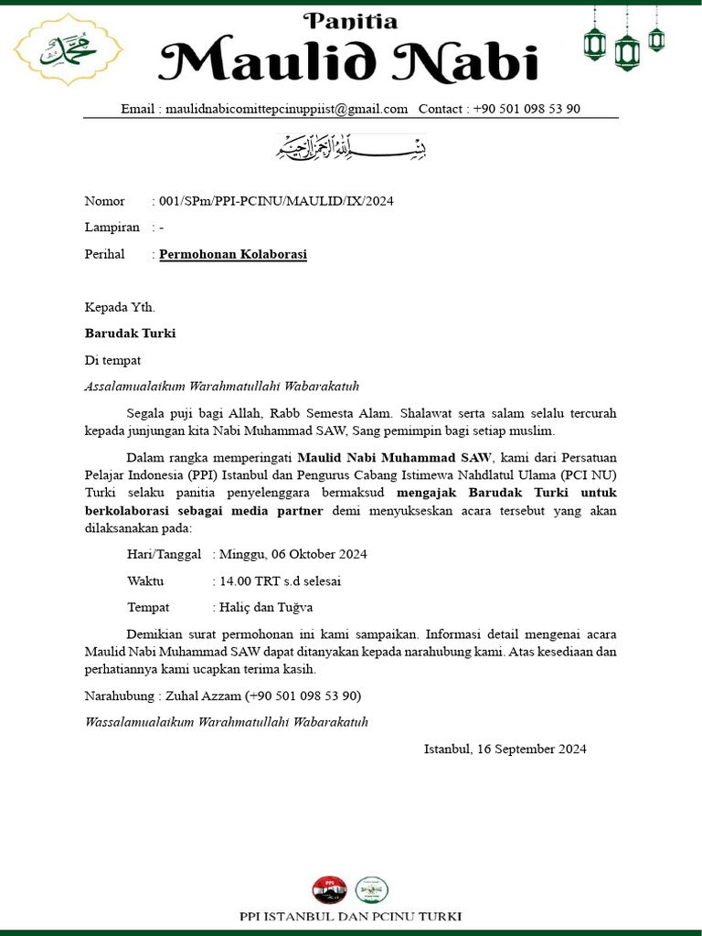 Surat Kolaborasi Ke Barudak Turki | PDF