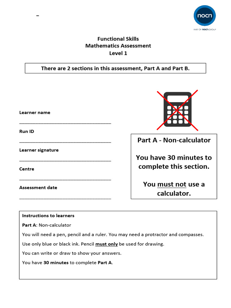 NOCN Pattern Functional Skills Maths | PDF