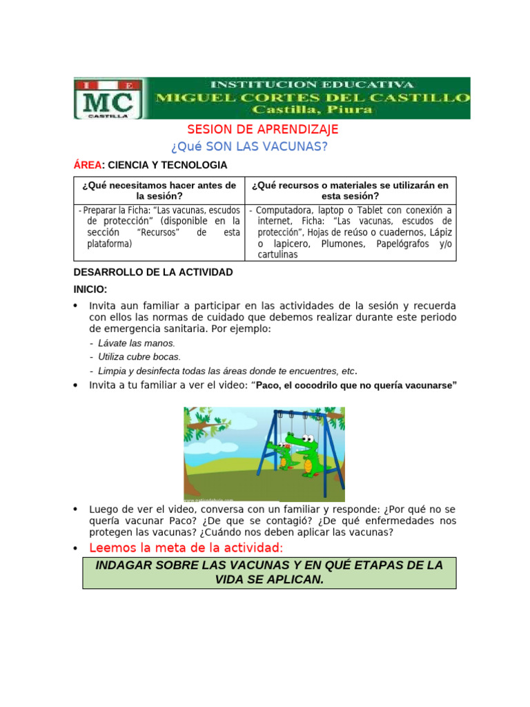 Toaz - Info Sesion de Aprendizaj 16 09 20 PR | PDF