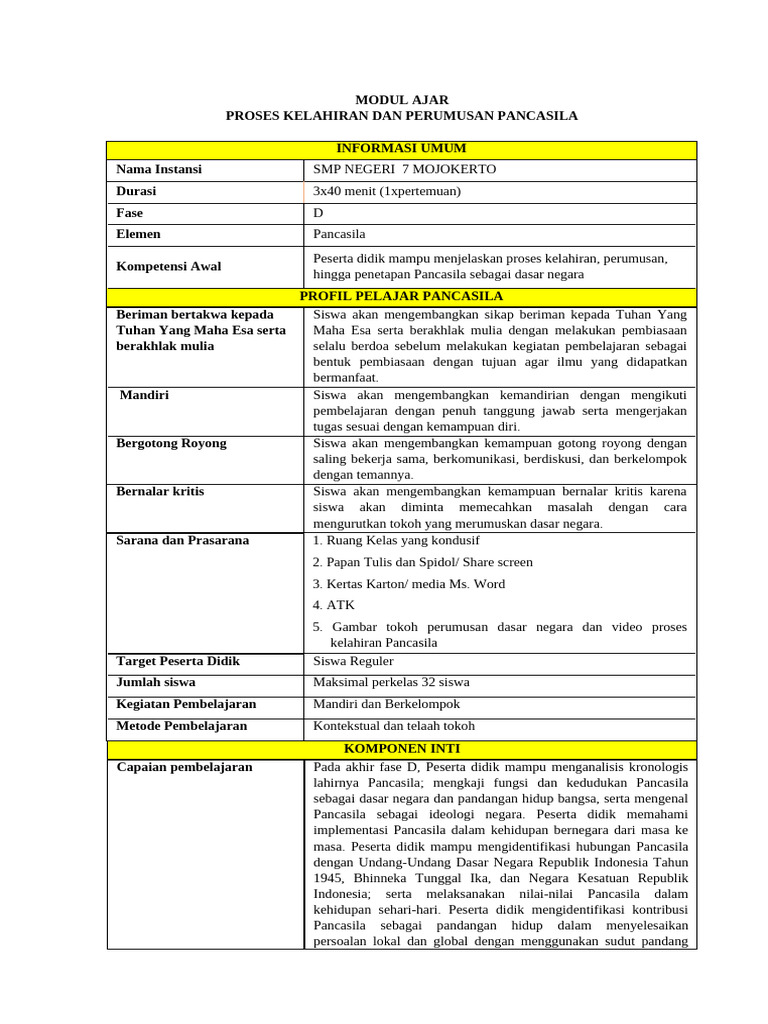 Modul Ajar Pertemuan 1 | PDF