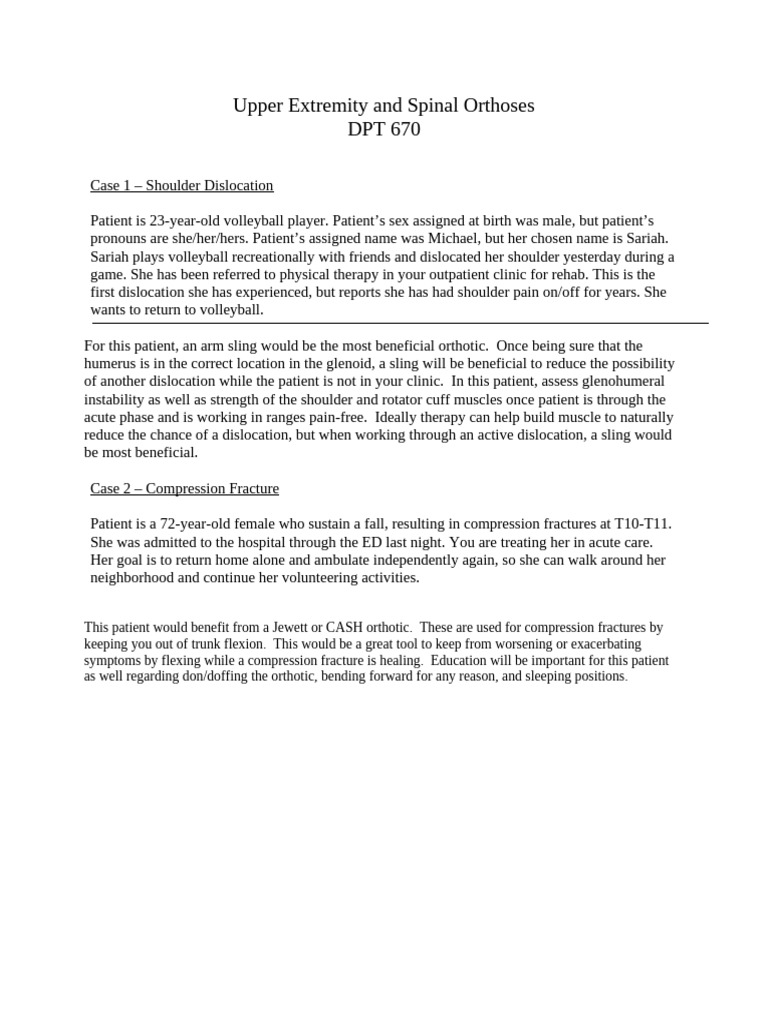 2023 UE and Spinal Orthoses Lab Handout | PDF | Anatomical Terms Of ...