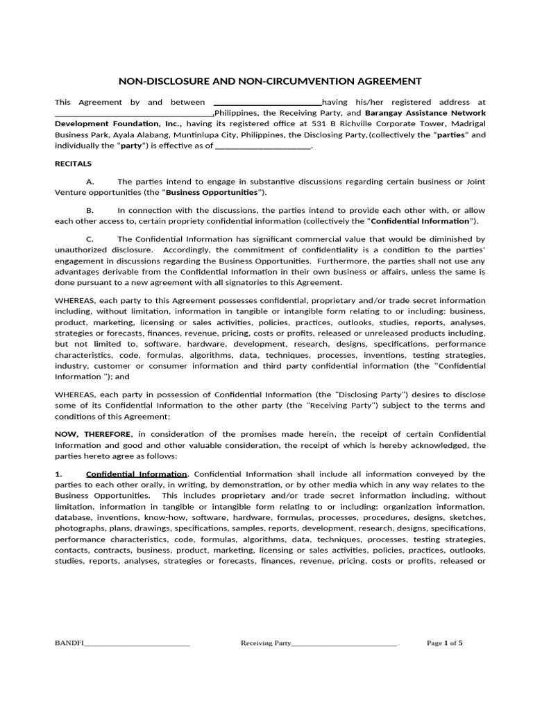 BAN NCNDA Form | PDF