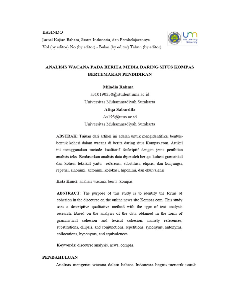Miladia Rahma - Analisis Wacana Pada Berita Media Daring Situs Kompas ...