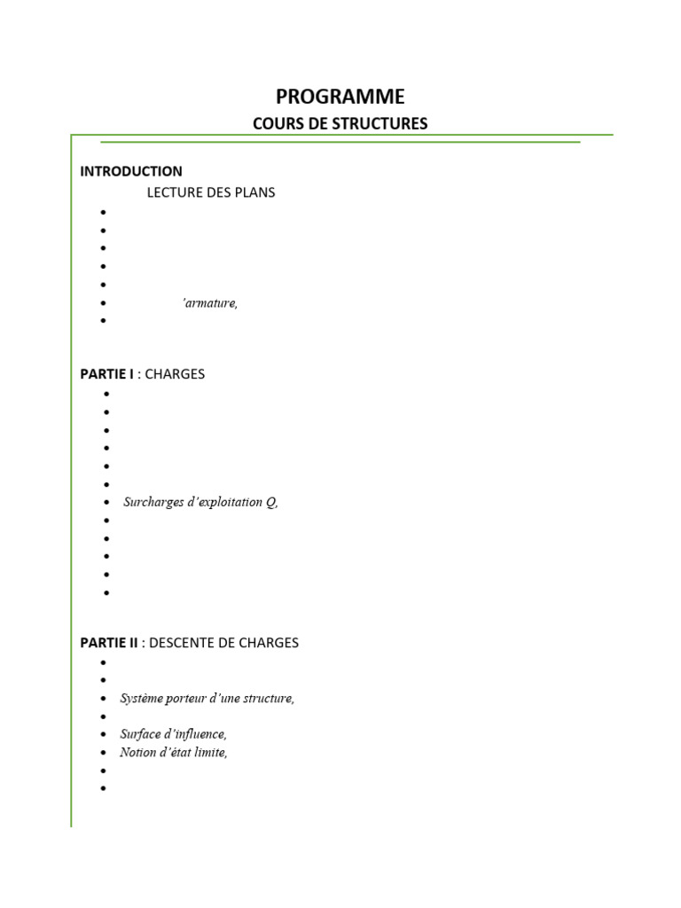 Programme Du Cours Structure 2024-2025 | PDF