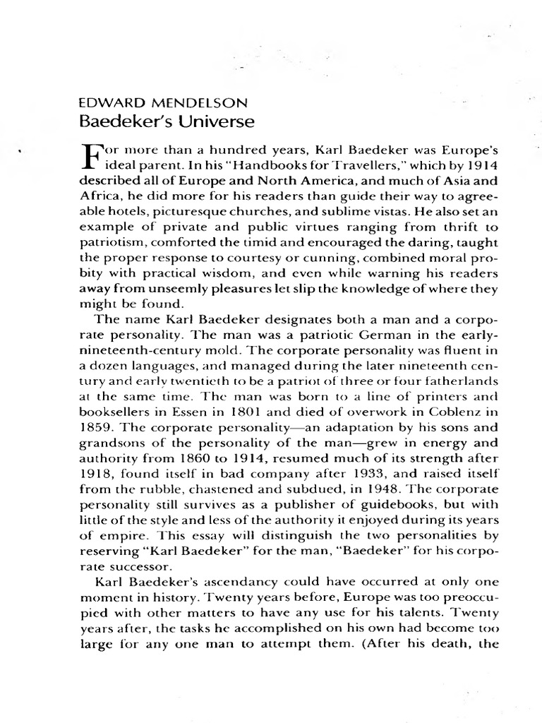 Baedeker's Guidebook Legacy | PDF | Guide Book | Classics