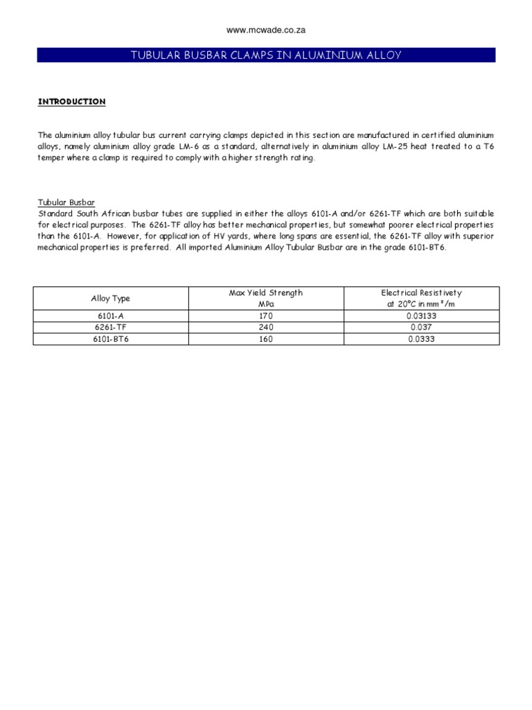 Tubular Busbar Clamps in Alum Alloy | PDF | Thermal Expansion ...