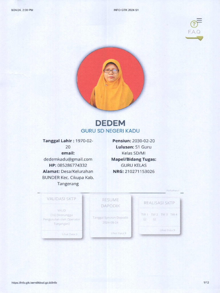 SCAN INFO GTK DEDEM, SPD 2024 SEM2 | PDF