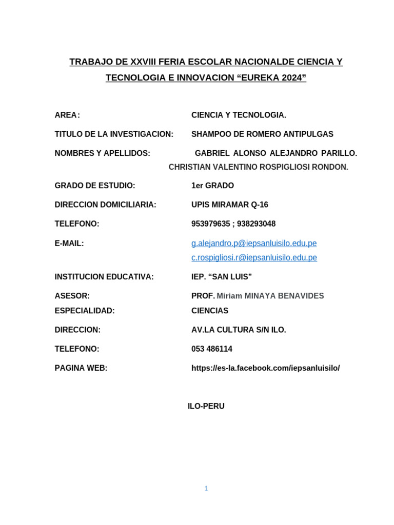 Trabajo de Xxviii Feria Escolar Nacionalde Ciencia y Tecnologia e ... Trabajo de Xxviii Feria Escolar Nacionalde Ciencia y Tecnologia e ...
