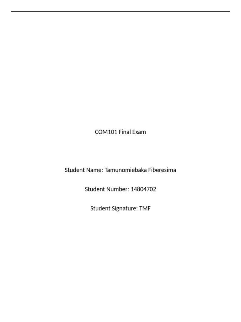 COMM101 Final Exam | PDF