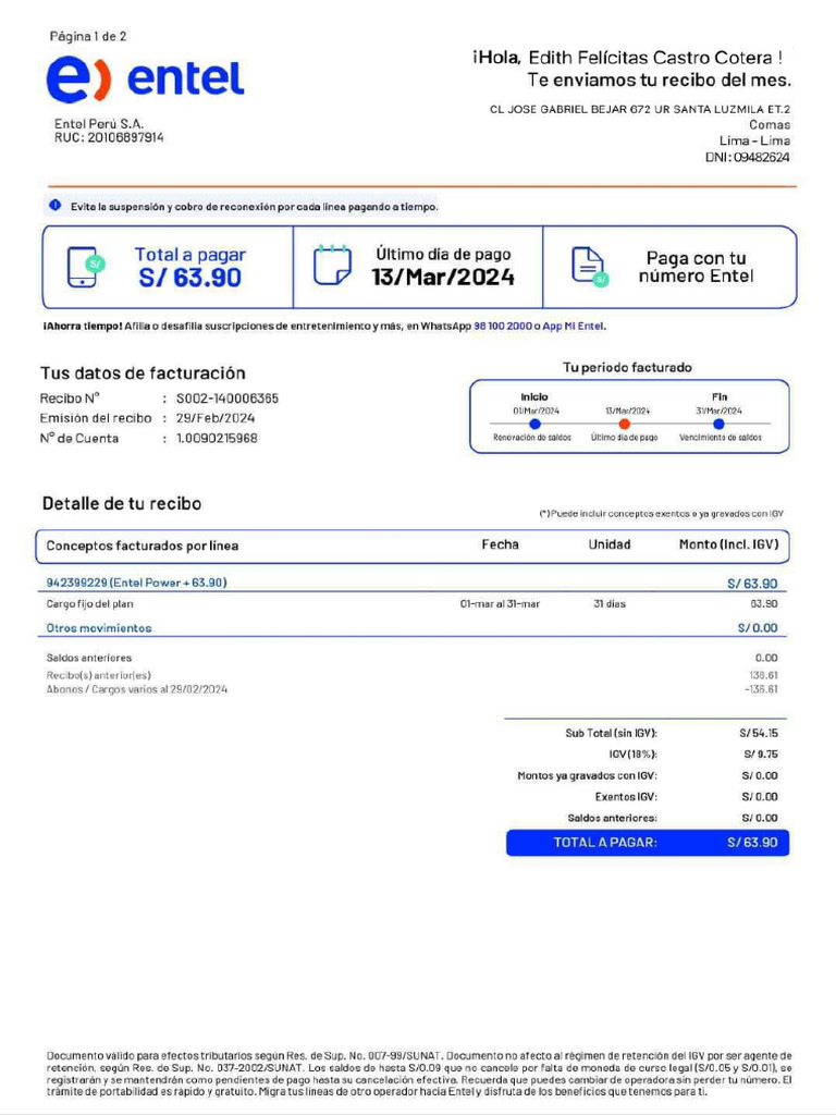 Recibo Cliente | PDF