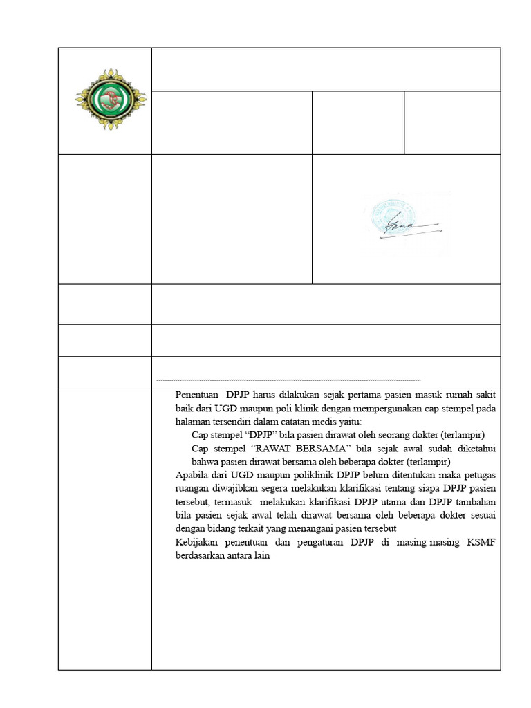 Spo Penetapan DPJP | PDF