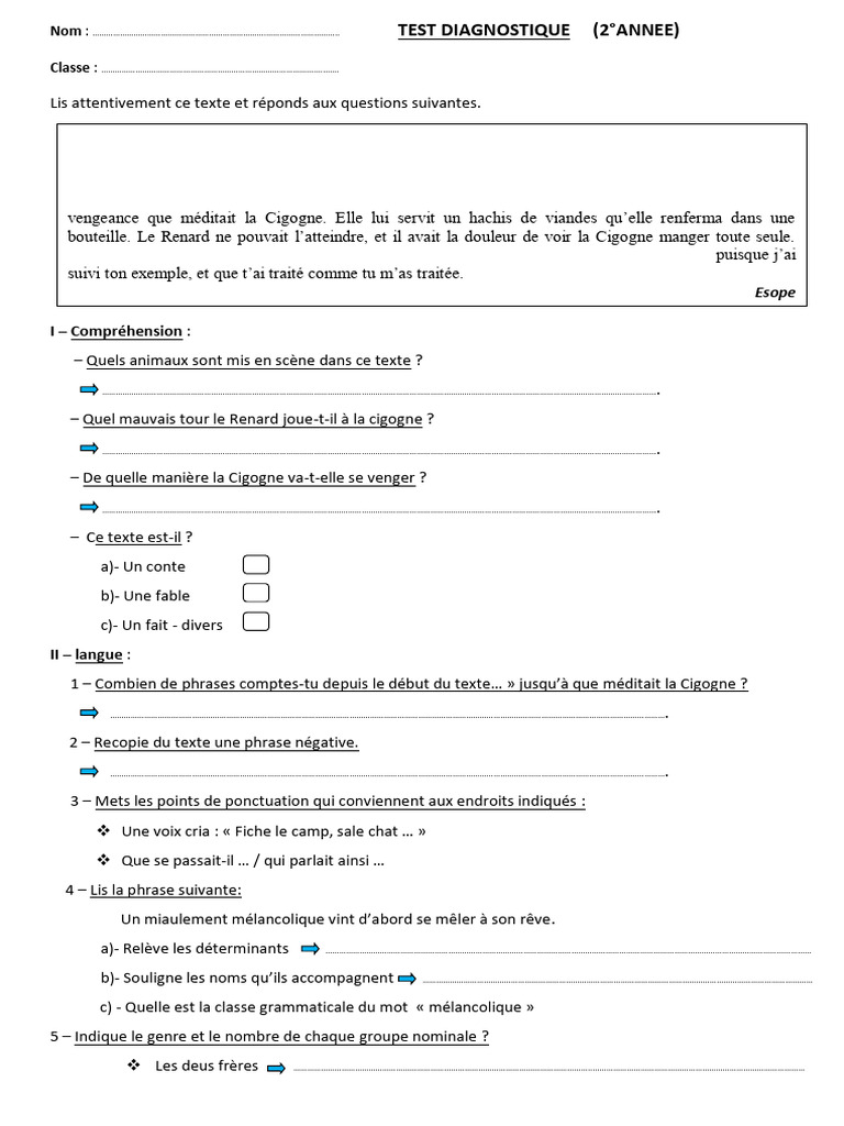 Evaluation 2°annee | PDF