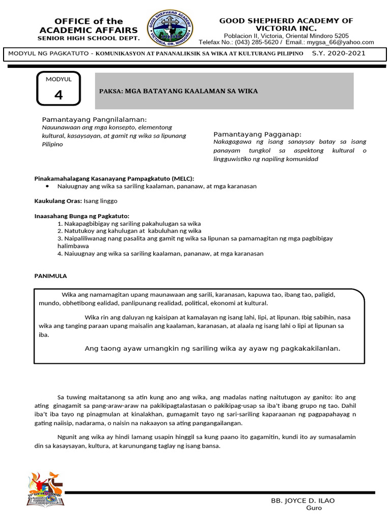 Module (Week 4) Org | PDF